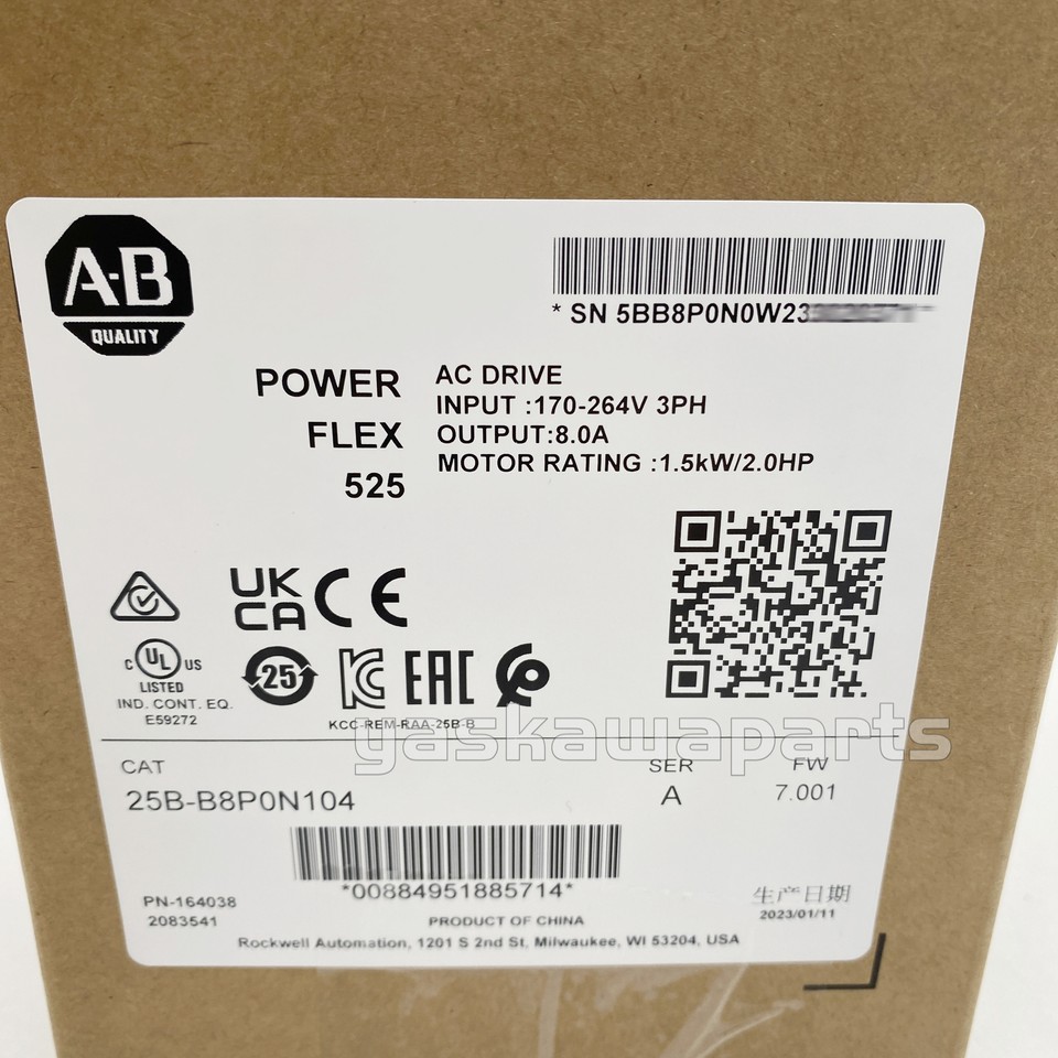 25B-B8P0N104 AB PowerFlex 525 Drive 25BB8P0N104 1.5kW 2.0Hp 2023 NEW ...