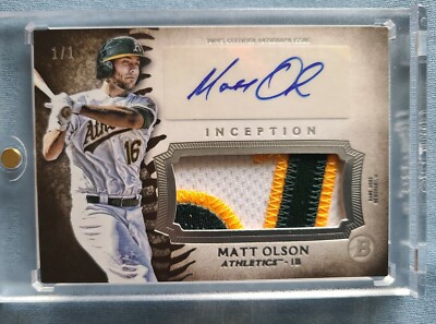 🔥MATT OLSON 1/1 RC 2015 Bowman INCEPTION Autograph Jumbo Patch HOLY ...