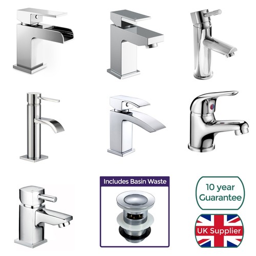 Cloakroom Chrome Luxury Bathroom Modern Basin Sink Mono Square Mixer ...