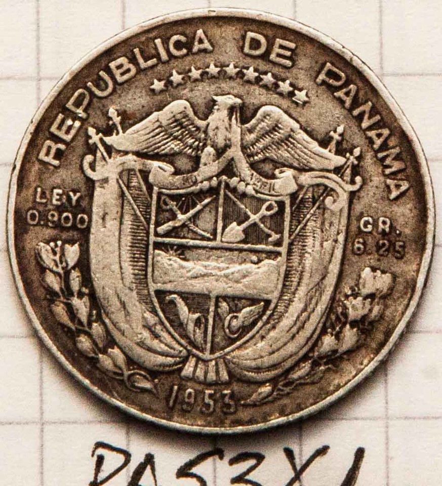 2 Panama Silver Coins 1953 Quarto / Decimo Balboa Fine+ | eBay