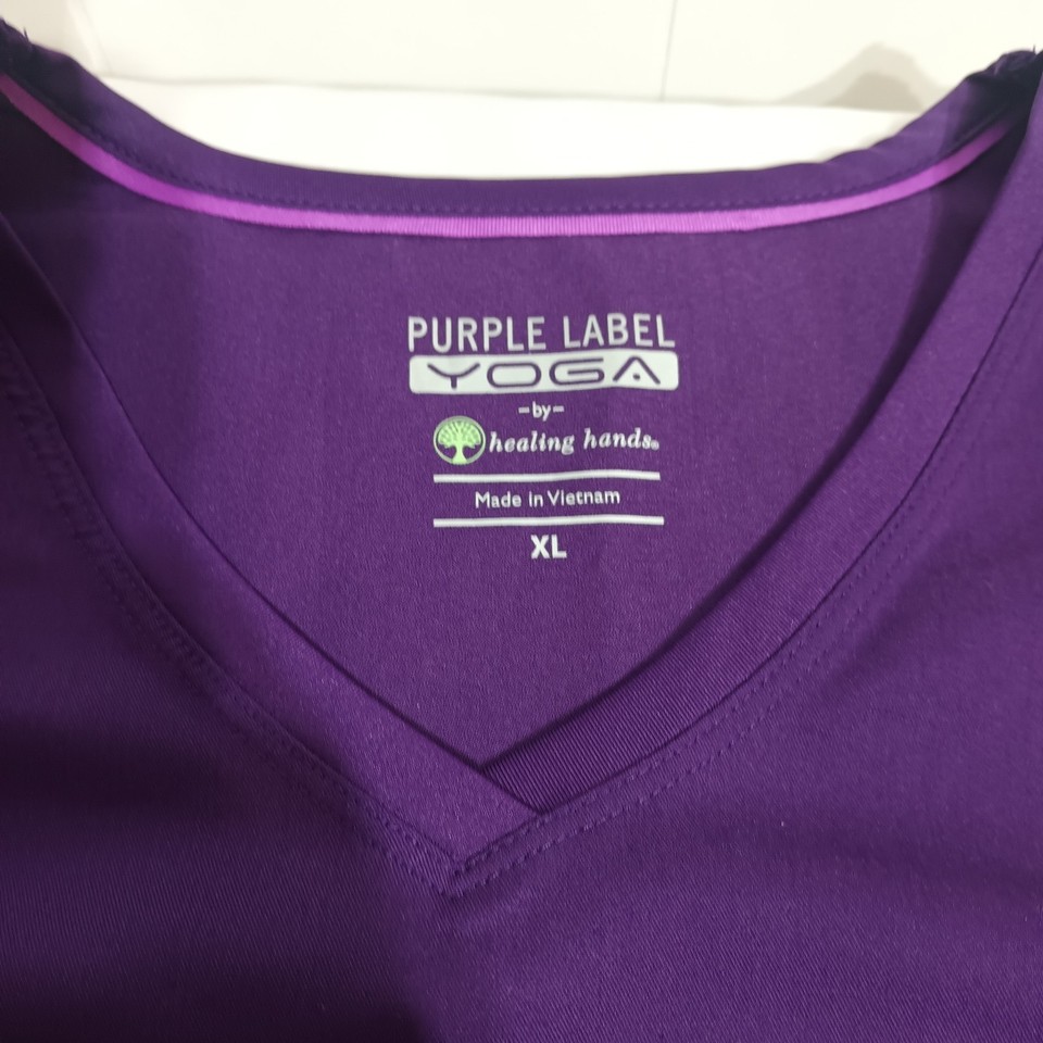 Healing Hands Purple Label Yoga Fit Scrub Top Purple Women's Size XL | eBay