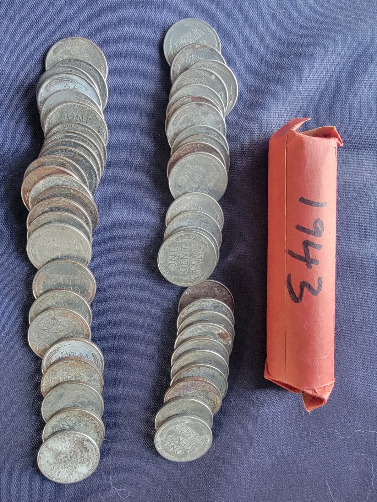1943 Steel Pennies Roll of 50 Circulated WWII Wartime Cents | eBay