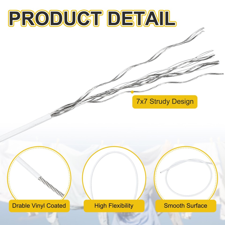 1/32" Wire Rope Vinyl Coated 33Feet Steel Wire Cable with Crimping ...