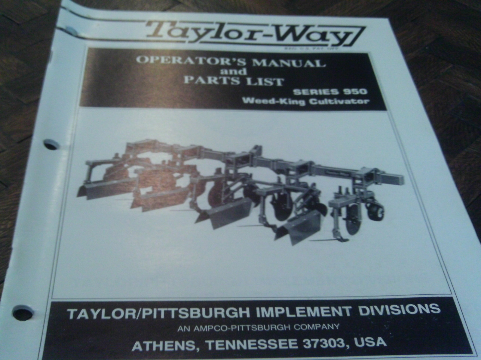 Taylor Way Parts Manual 950 Weed King Cultivator | eBay