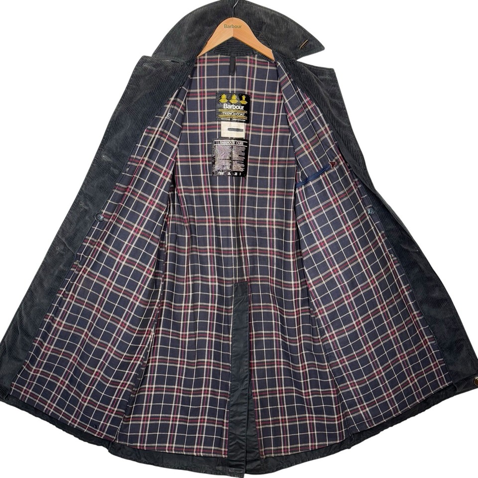Barbour A605 Trench Coat Waxed Wax Jacket Vintage 1990 Navy Size C34 ...