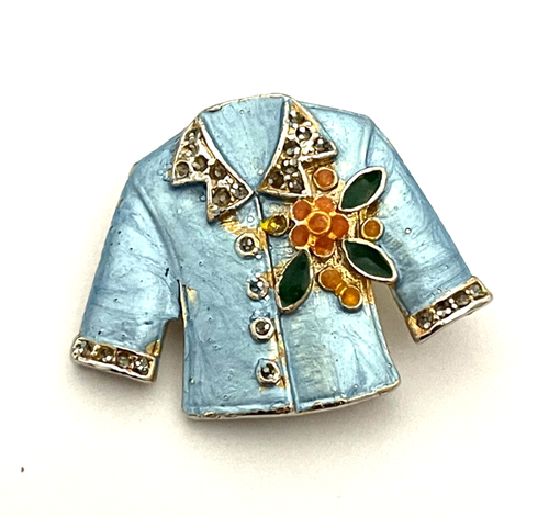 Vintage 1980s Light Blue Coat Polo Rhinestone Brooch – Used, Minor ...