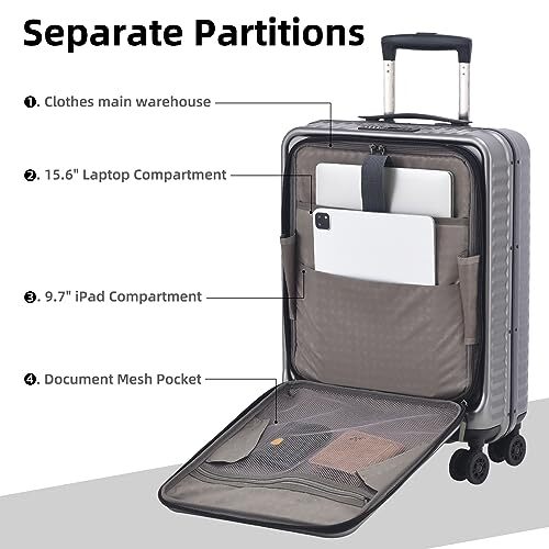 Carry On Luggage Aluminum with Front Ziiper Pocket, 39 * 20 * 20 Inch ...