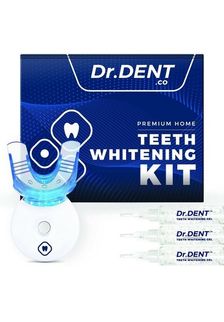 Dr Dent Premium Teeth Whitening Kit Non Sensitive LED Light 2x5ml GEL ...