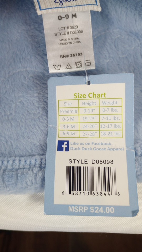 Duck Duck Goose Light Blue Baby Bath Robe Elephant Print 0-9M | eBay