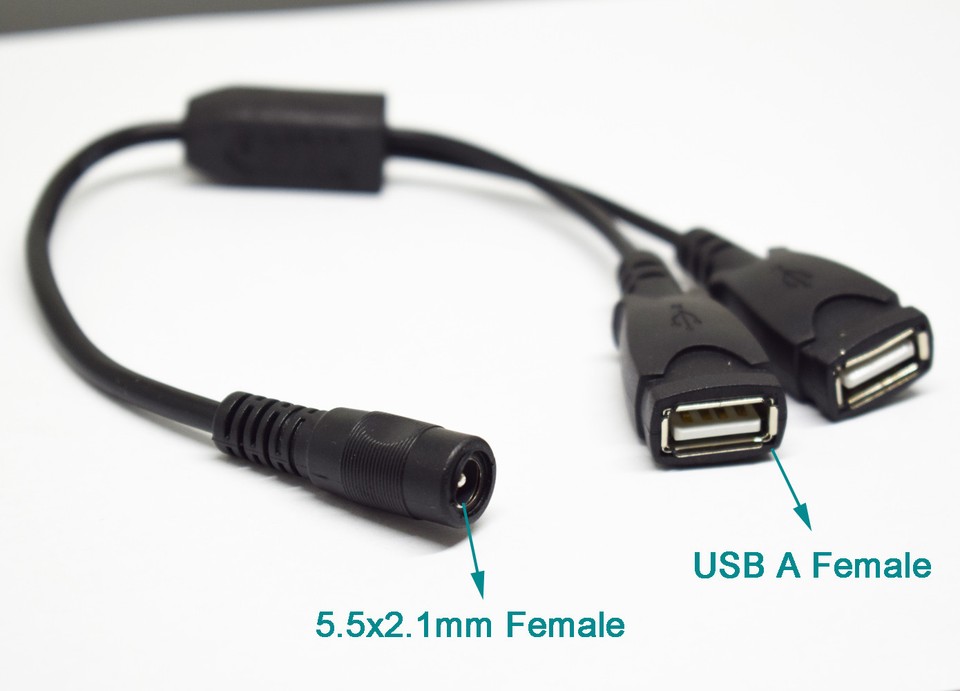 50pcs 26cm DC 5.5x2.1mm Female to Dual USB Female Splitter Power ...