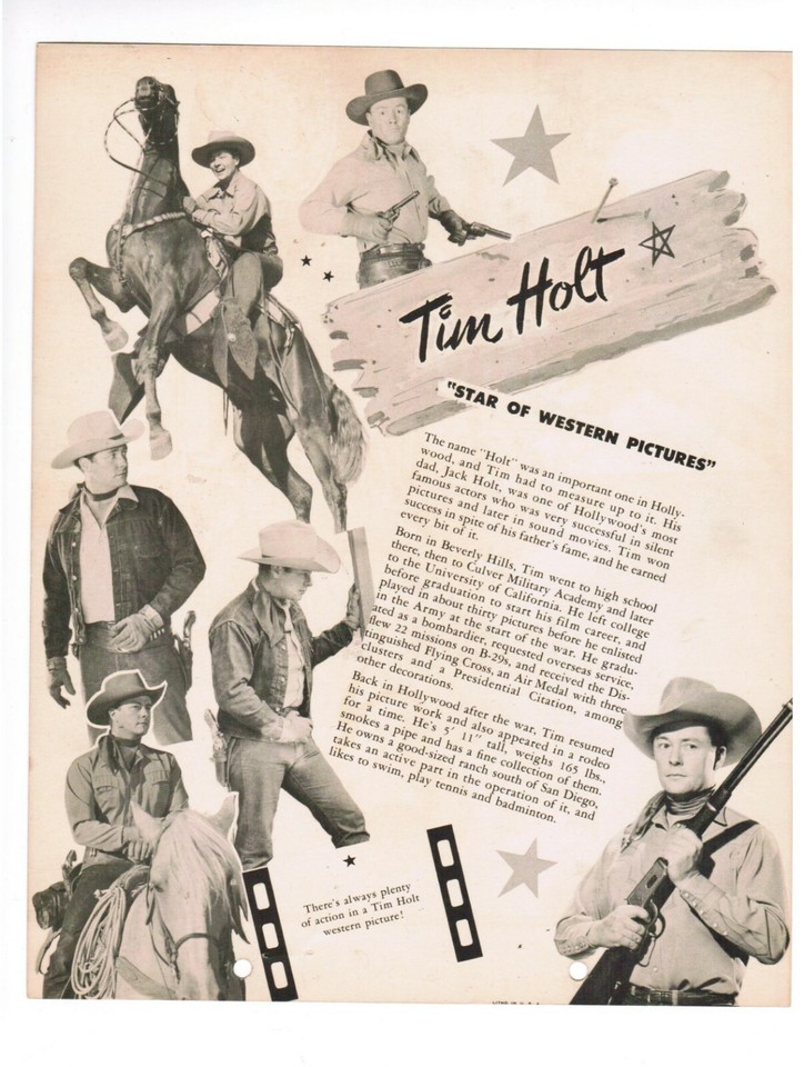 1953 DIXIE ICE CREAM PREMIUM PHOTO COWBOY ACTOR TIM HOLT | eBay