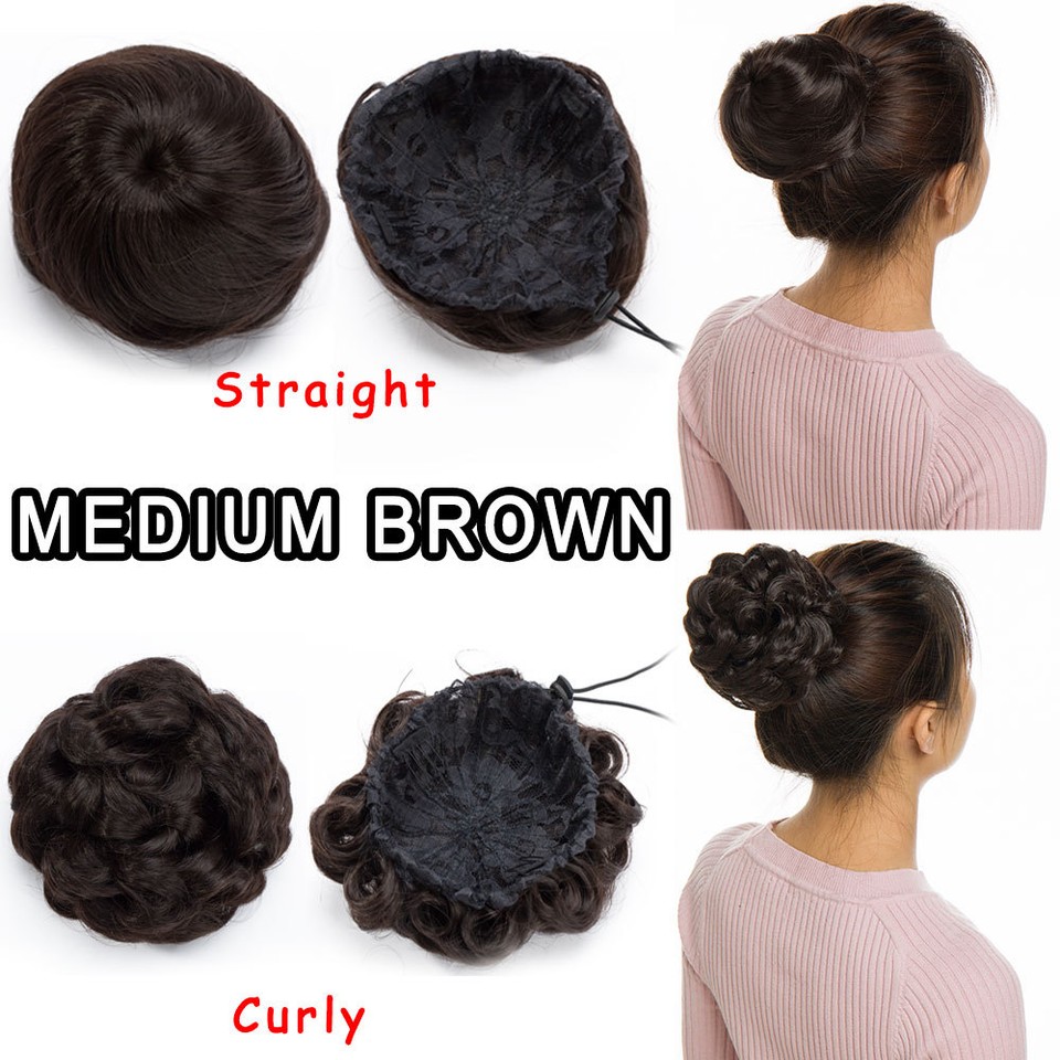 Real Natural as human Curly Bun Hairpiece Drawstring Clip In Hair ...