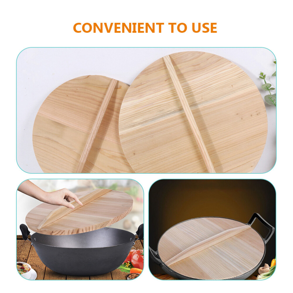 Wooden Frying Pan Cover Wok Accessories Wok Cover Pot Lid Pot Cover Wok ...