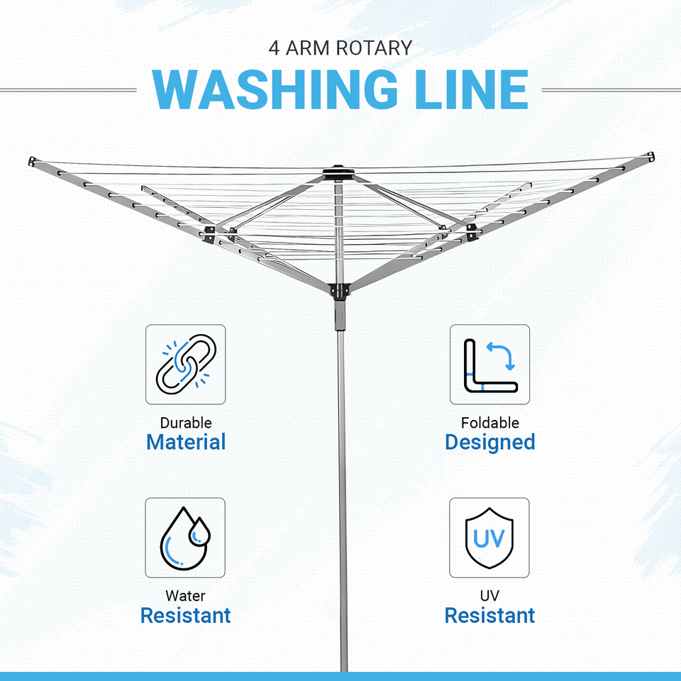 Rotary Airer Garden Clothe Line Dryer 4 Arm Outdoor Washing Line Heavy ...