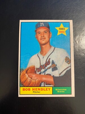 1961 TOPPS BASEBALL #372 BOB HENDLEY ROOKIE!! NR-MINT!! $1 SHIPPING ...