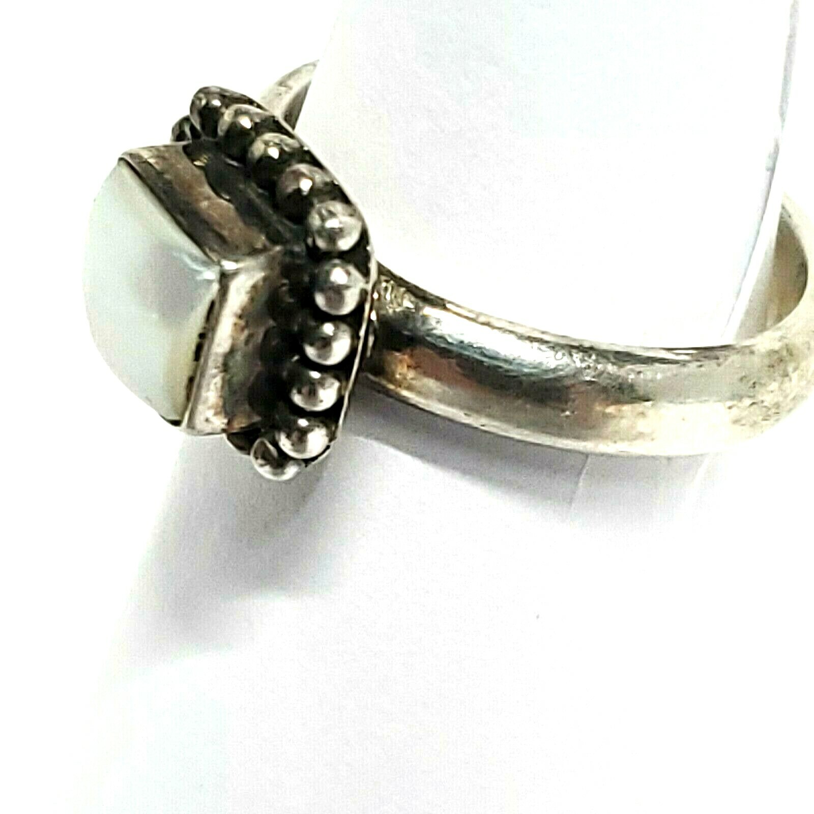 Vintage Womens Silver Ring Square Setting White Rhine… - Gem