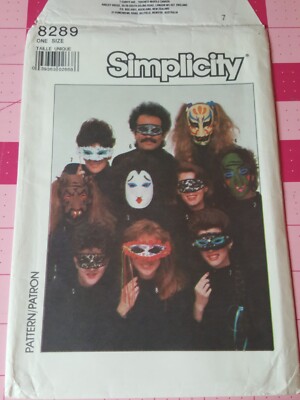 Simplicity Pattern 8289 Halloween Masks Costume Masquerade Kabuki Demon ...