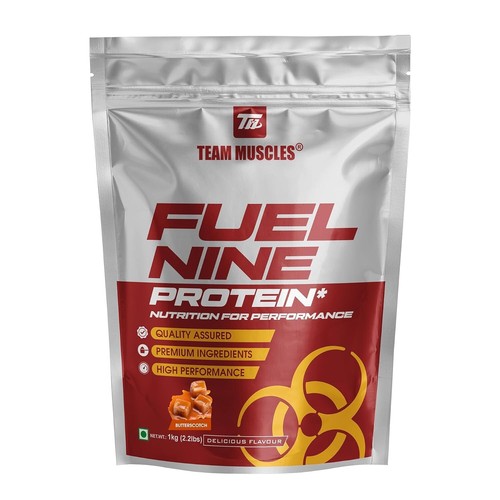 Team Muscles Fuel Nine Protein Powder Supplement Butterscotch Flavour ...