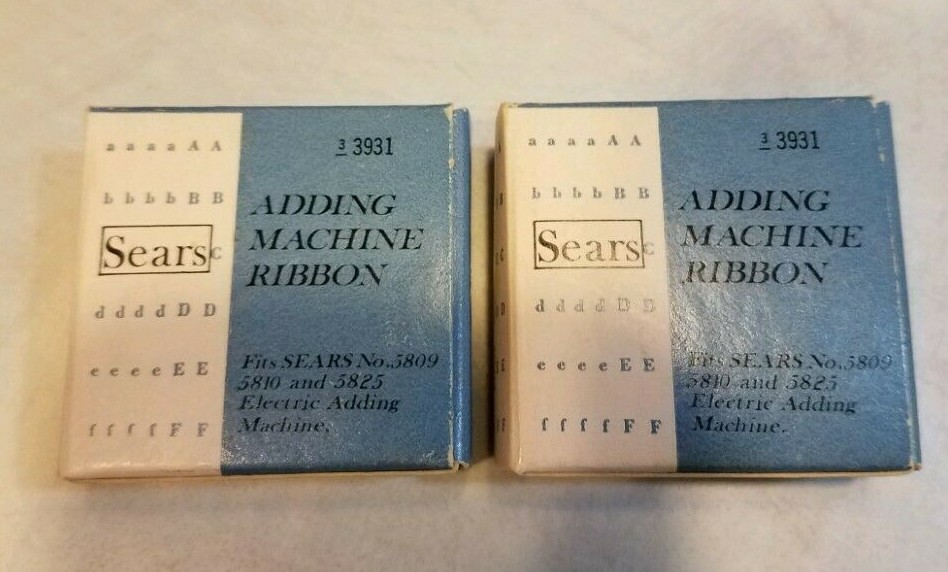 Lot of 2 Sears Adding Machine Ribbon 3931 Fits Sears No.5809 5810 ...