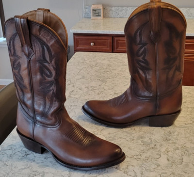 Men's Thursday Maverick Boots Brown Leather 12 D Western Cowboy Boots ...
