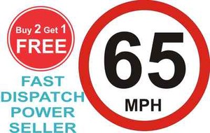 80mm Limited to 65 MPH Vehicle Speed Restriction Bumper Printed Sticker ...