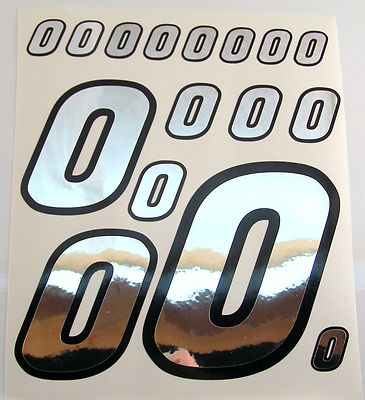 Racing Numbers Number 0 Decal Sticker Pack Silver Black 1/8 1/10 RC ...