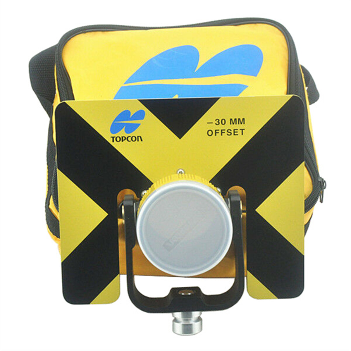YELLOW TOPCON METAL PRISM WITH SOFT BAG FOR TOTAL STATIONS OFFSET -30 ...