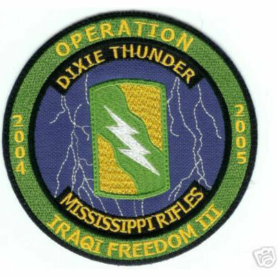 5" ARMY OPERATION IRAQI FREEDOM DIXIE THUNDER MISSISSIPPI RIFLES PATCH ...