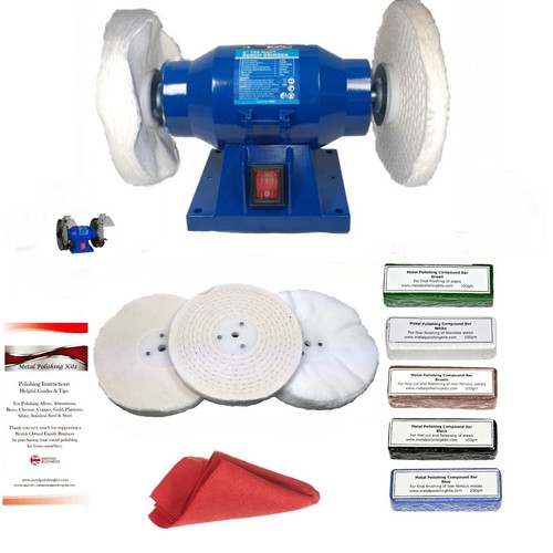 150W 6in Bench Grinder With Add-On Metal Polishing Buffing Kit 6" x 1/2 ...