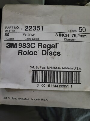 3M 983C Regal Roloc Discs 3 Inch 80 Grit Yellow 22351 Box Of 50 | eBay