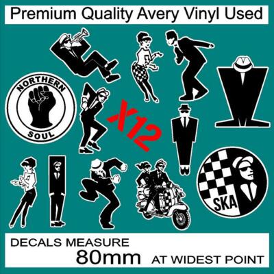 SKA MUSIC DECAL STICKER X12 REGGAE ROCK N ROLL MUSIC BAND STICKERS OLD ...