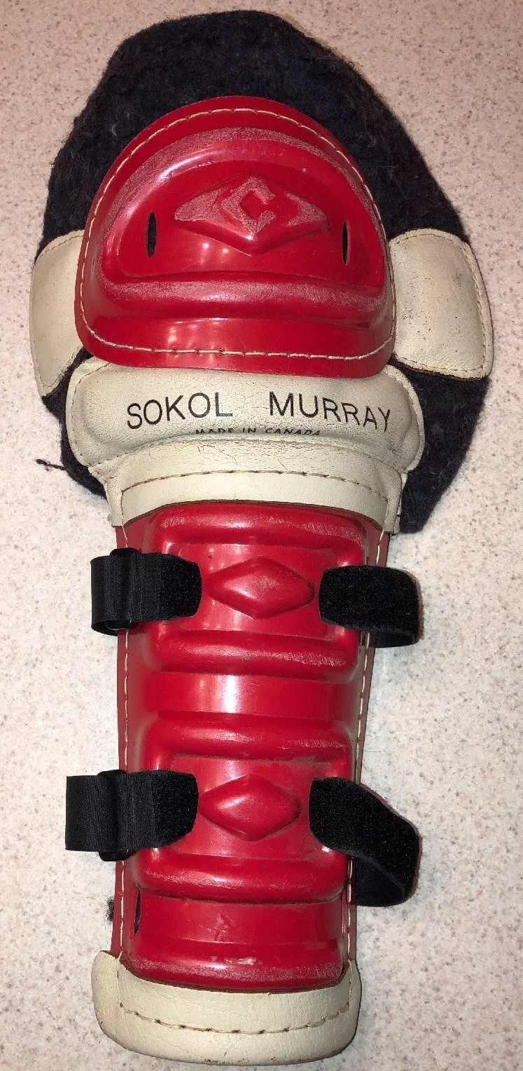 Sokol Murray Hockey Shin Guards Red & White Made in Canada vintage ...