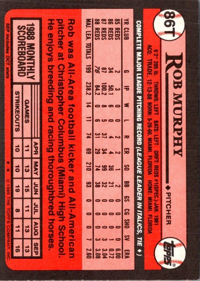 1989 Topps Traded Rob Murphy #86T Boston Red Sox Baseball Card | eBay