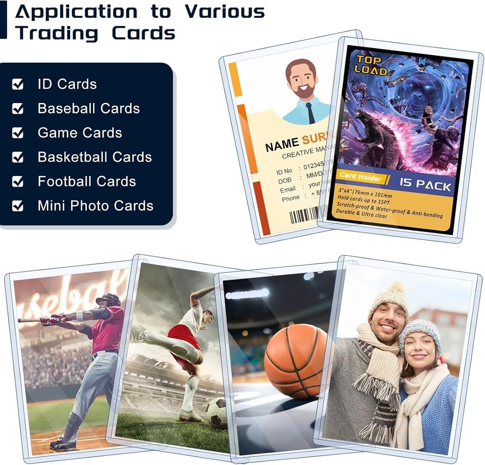 Trading Card Sleeves Hard Plastic Clear Case Holder Baseball Card ...