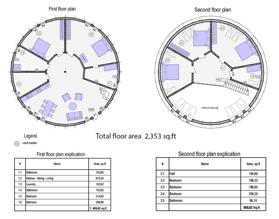 MOON HOUSE 45' DIAM DOME FRAMING KIT 2345 sq.ft WOOD PREFAB DIY HOME ...