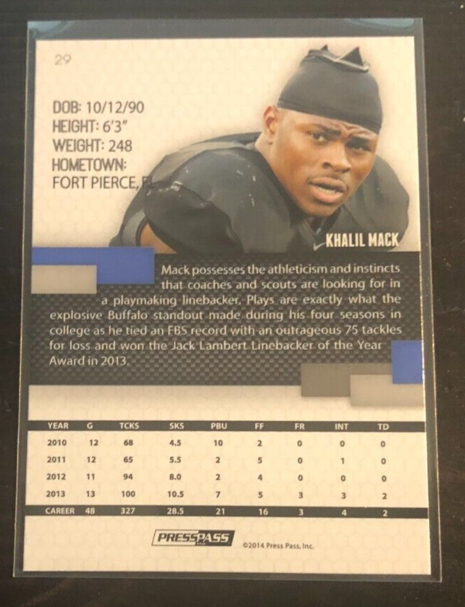 2014 Press Pass KHALIL MACK Rookie Gold Parallel #29 | eBay