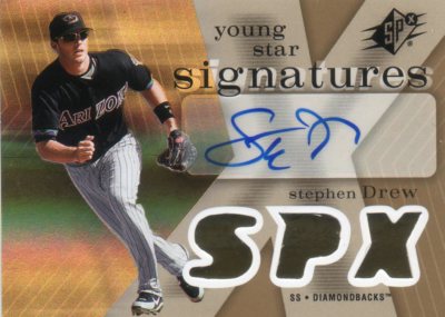 STEPHEN DREW 2007 SPX YOUNG STAR SIGNATURES AUTOGRAPHED BASEBALL CARD ...