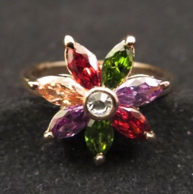 18K RGP Marked Rolled Gold Plated Multi Color Crystal Rhinestone Flower ...