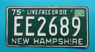 🐾 1975 NEW HAMPSHIRE "PASSENGER" LICENSE PLATE (EE-2689) CHESHIRE ...