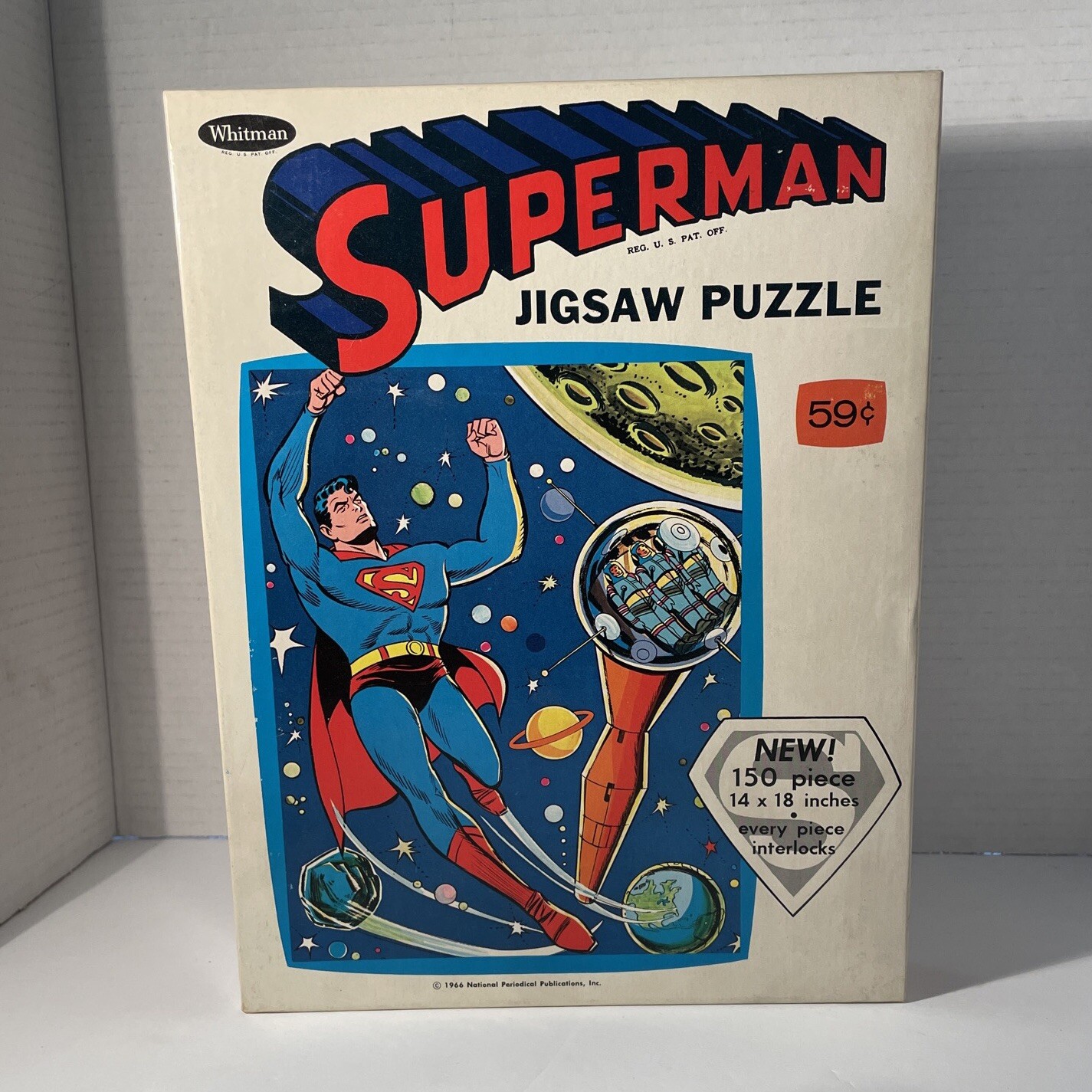 SUPERMAN JIGSAW PUZZLE #4648 150 piece 14x18 Whitman 1966 COMPLETE ...