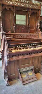 Antique Walnut Pump Organ with Pedal | eBay
