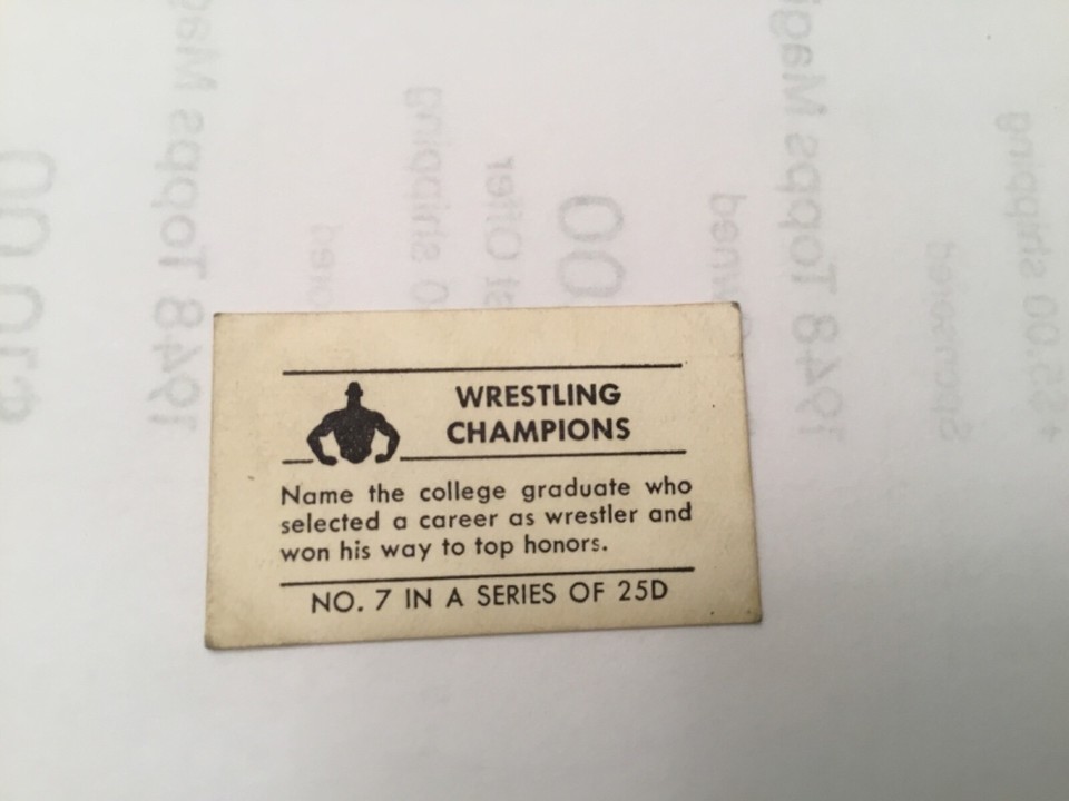 1948 TOPPS MAGIC PHOTO #7 GEORGE BECKER WRESTLING CHAMP | eBay