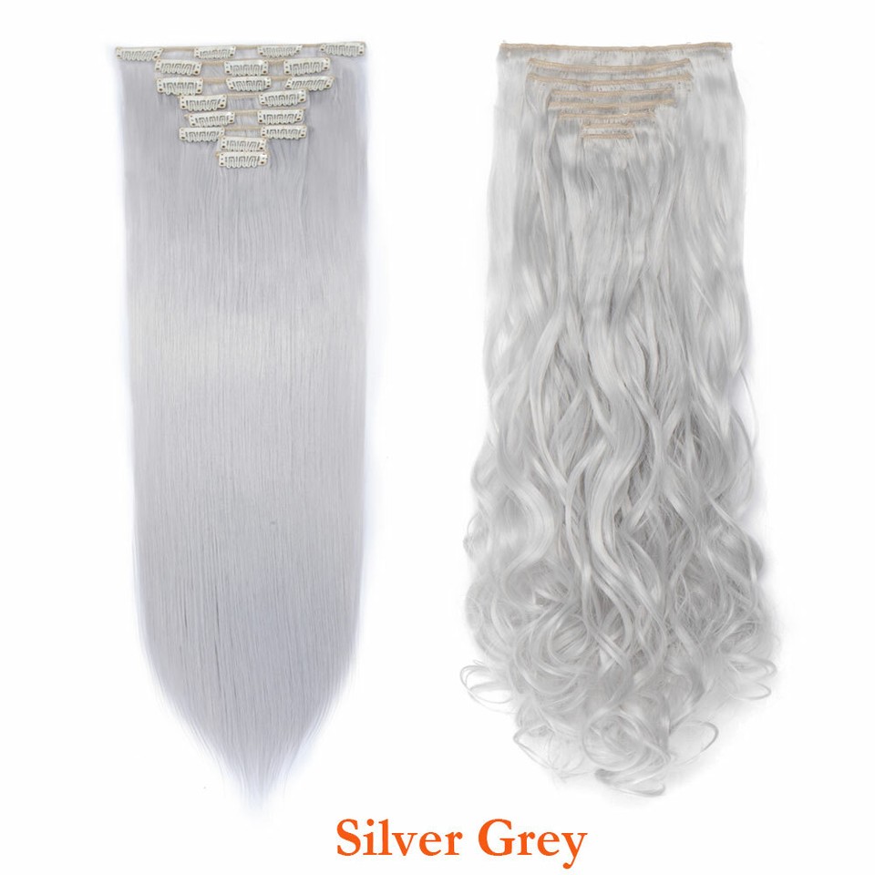 100% Natural 8Pcs Clip In Hair Extensions Full Head As Human Real Long ...