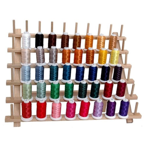 60 Spools Wood Sewing Thread Rack Stand Organizer Embroidery Storage ...
