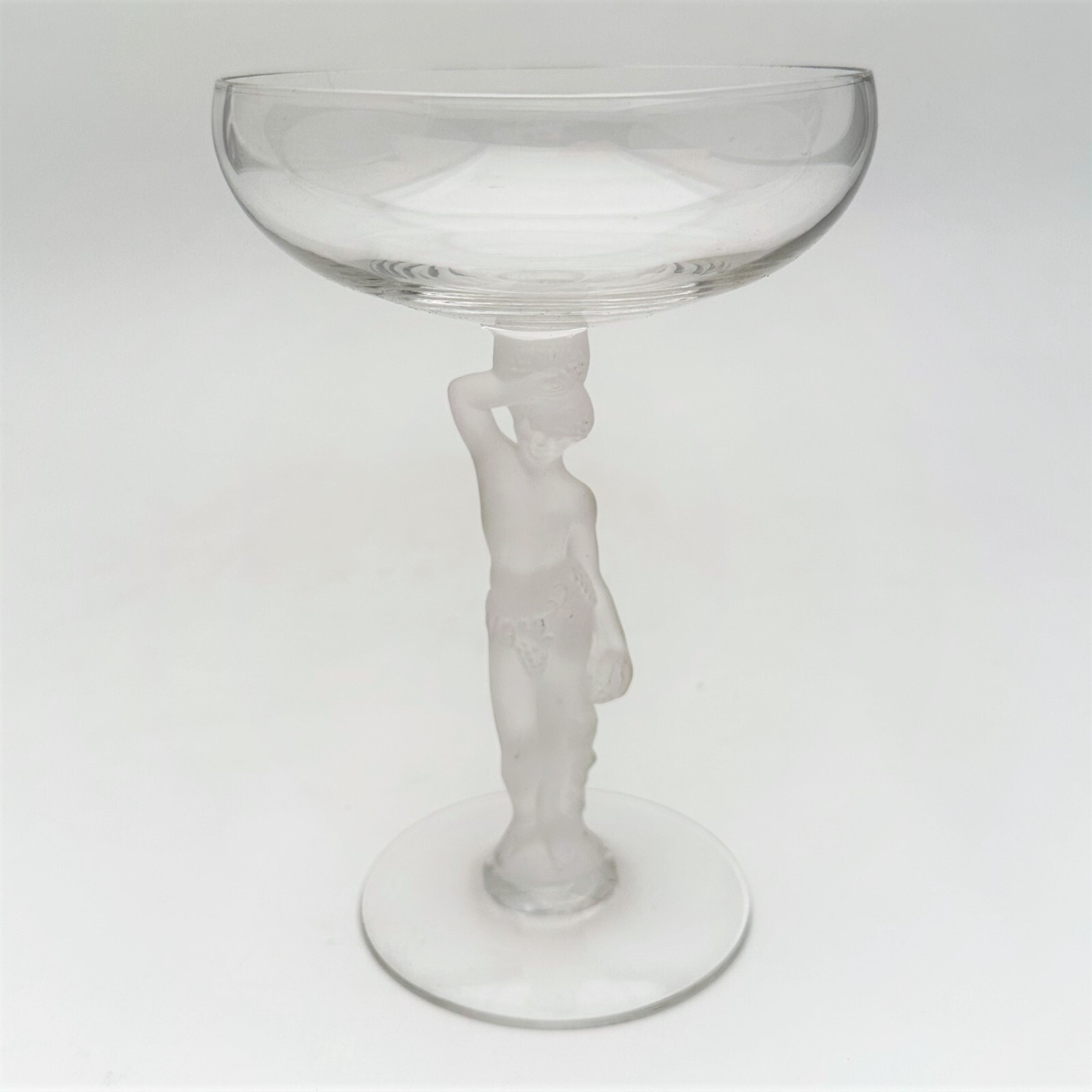 Set of 4 Vintage Bayel Crystal Frosted 'Bacchus' Figural Stem Champagne ...