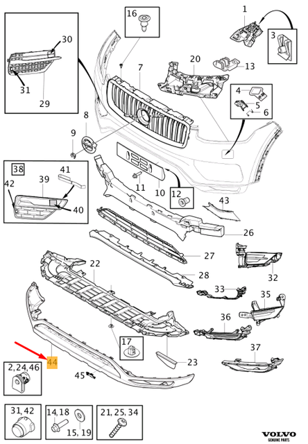 VOLVO XC90 MK2 FRONT BUMPER BOTTOM GUARD PLATE 31650305 GENUINE for ...