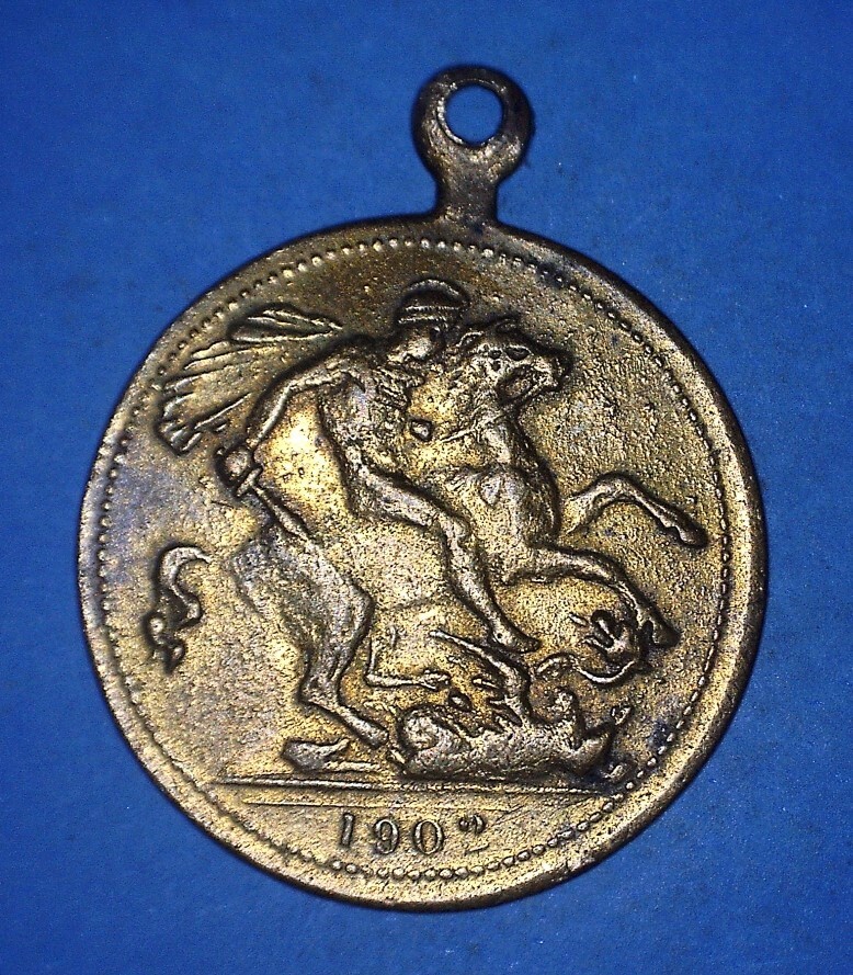 1902 EDWARDUS VII / SAINT GEORGE AND DRAGON CORONATION COIN MEDAL ...