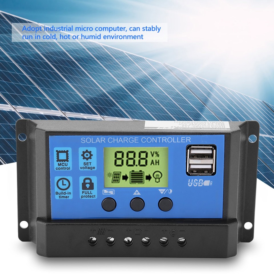 PWM 12V 24V Dual USB Solar Panel Charge Controller Regulator LCD ...