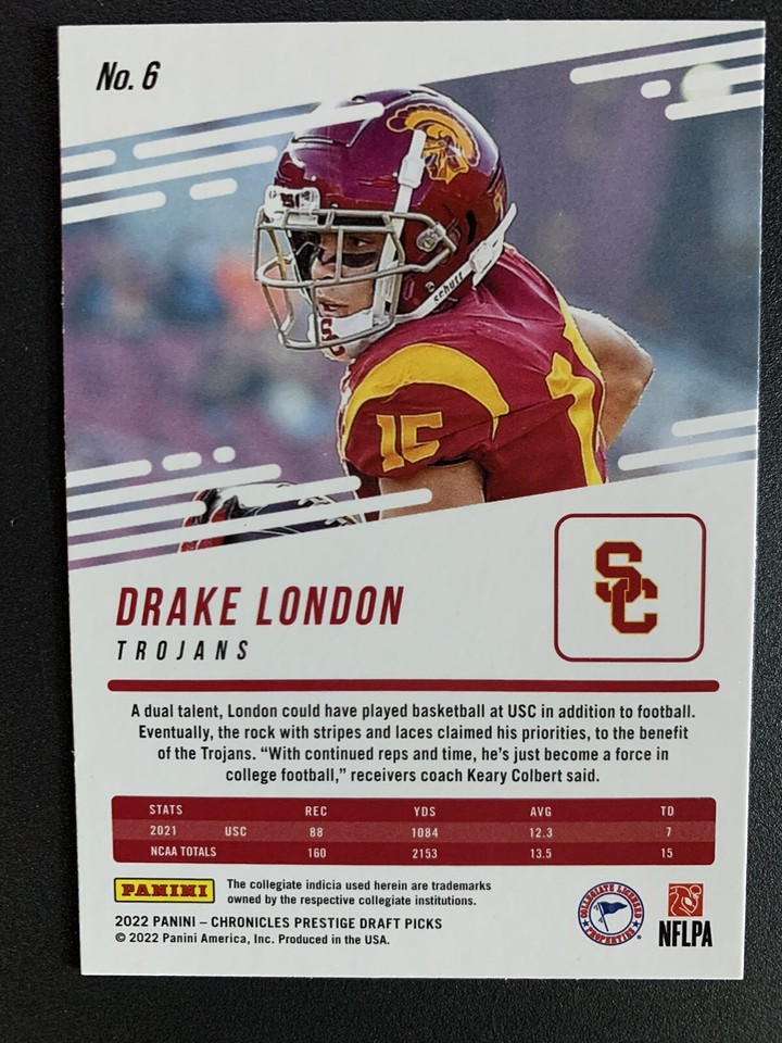 2022 Chronicles Prestige Draft Picks #6 Drake London Rookie Pink | eBay