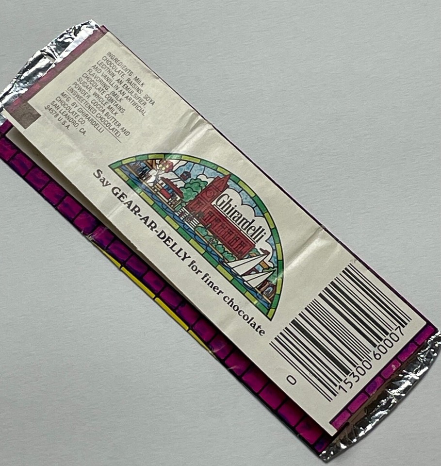 1970's GHIRARDELLI Chocolate w/ Raisins Candy bar wrapper vintage | eBay